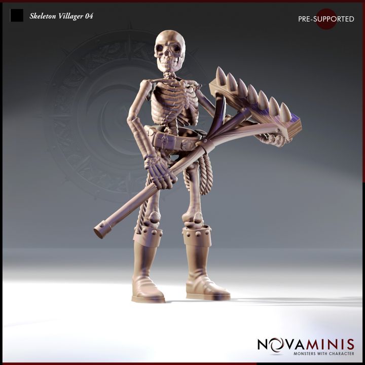 3D Printable Mors Mihi Lucrum: Skeleton Villagers by NovaMinis